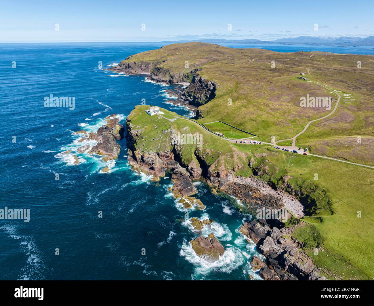 Aerial view of the lighthouse at Stoer Head, County Sutherland ...