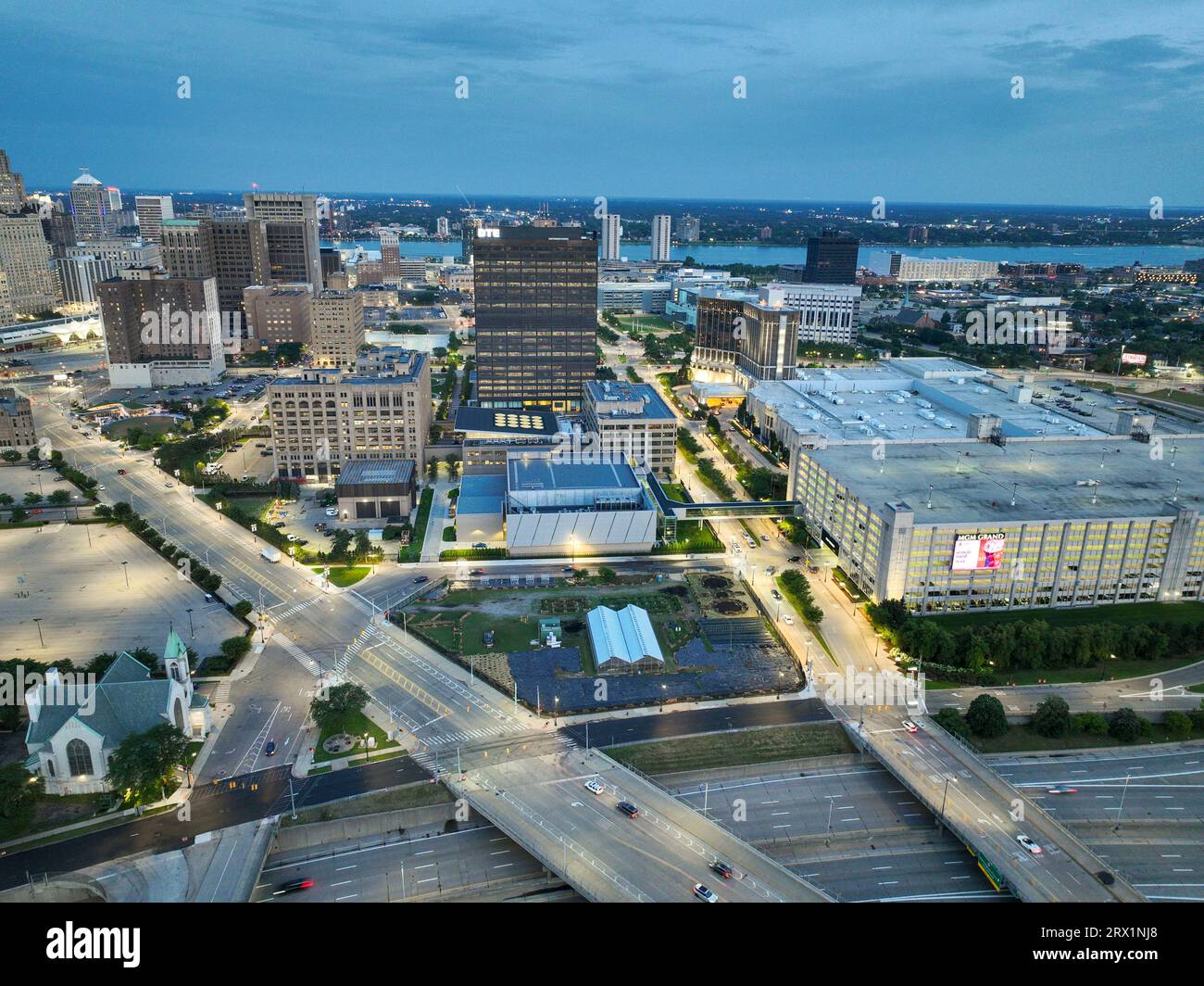 An aerial view of the cityscape of Detroit, Michigan, USA Stock Photo ...