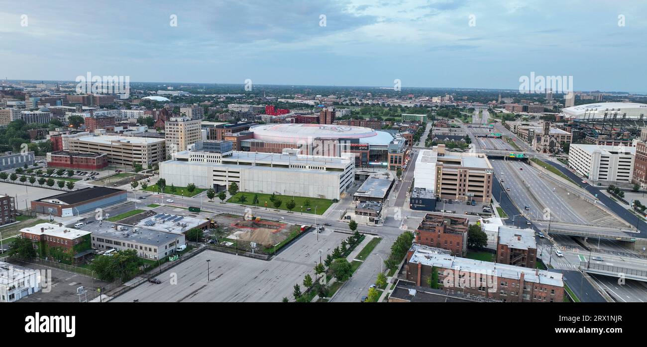 Detroit riverfront aerial hi-res stock photography and images - Alamy
