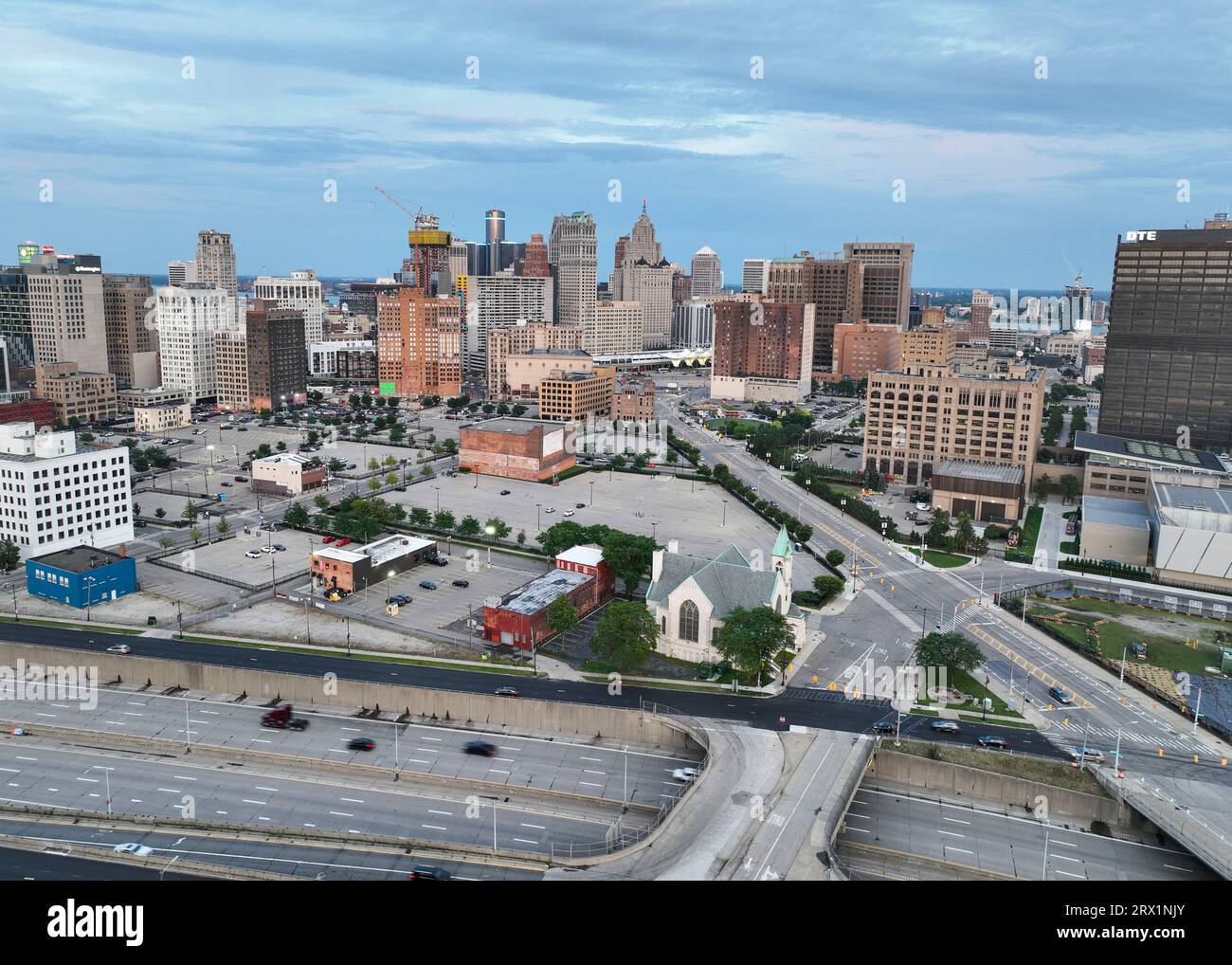 An aerial view of the cityscape of Detroit, Michigan, USA Stock Photo ...