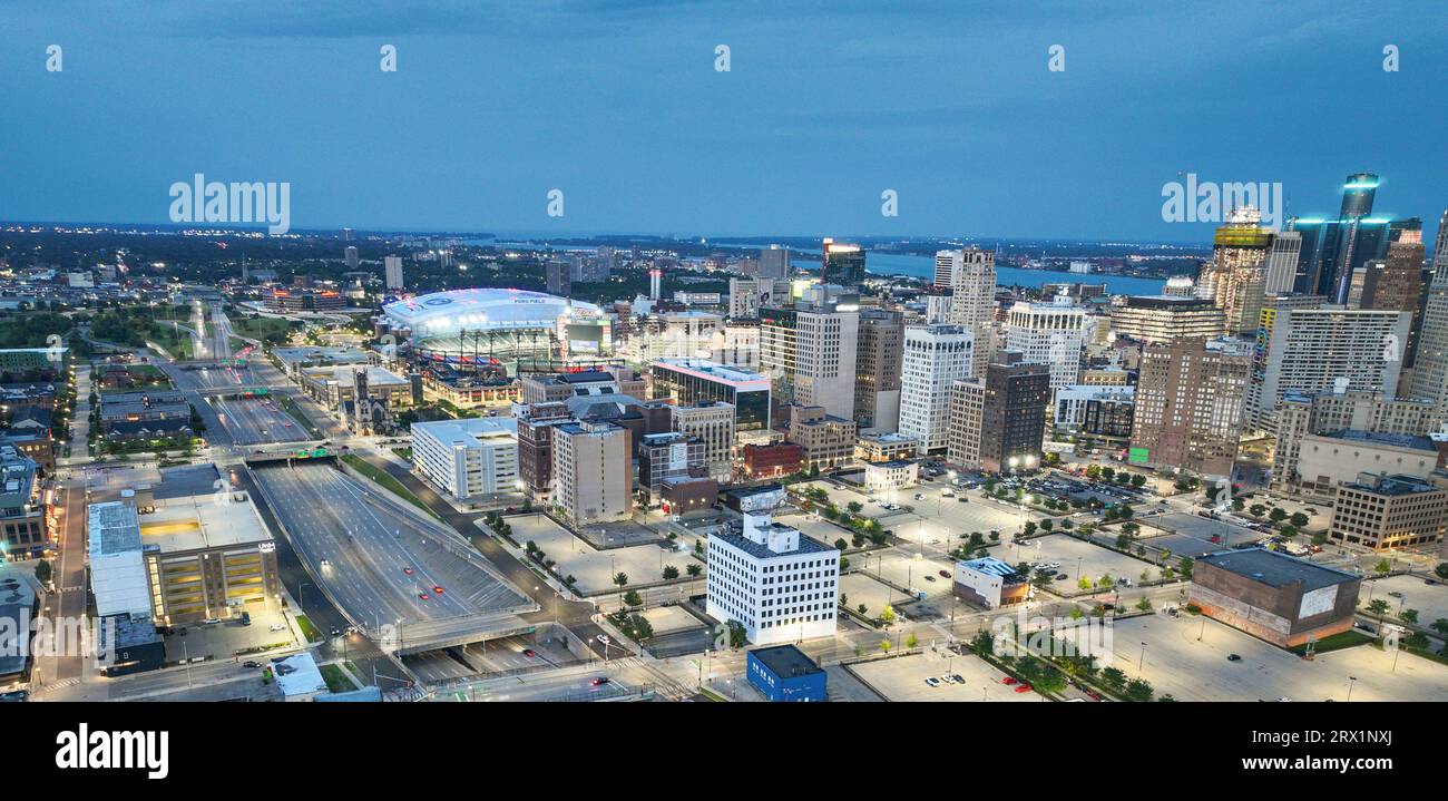 Detroit riverfront aerial hi-res stock photography and images - Alamy
