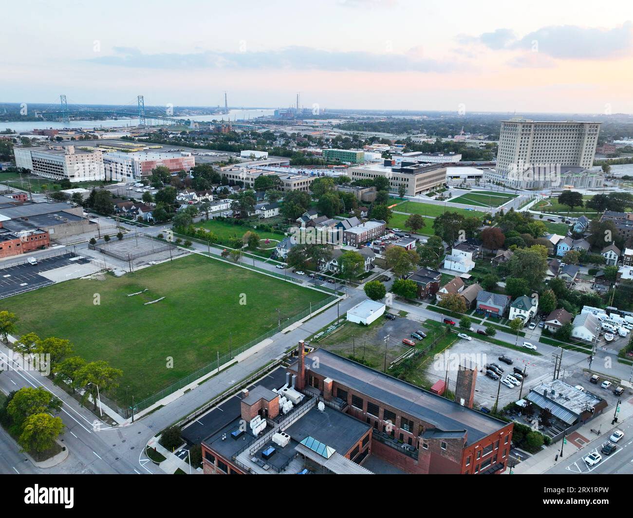 An aerial view of the cityscape of Detroit, Michigan, USA Stock Photo ...