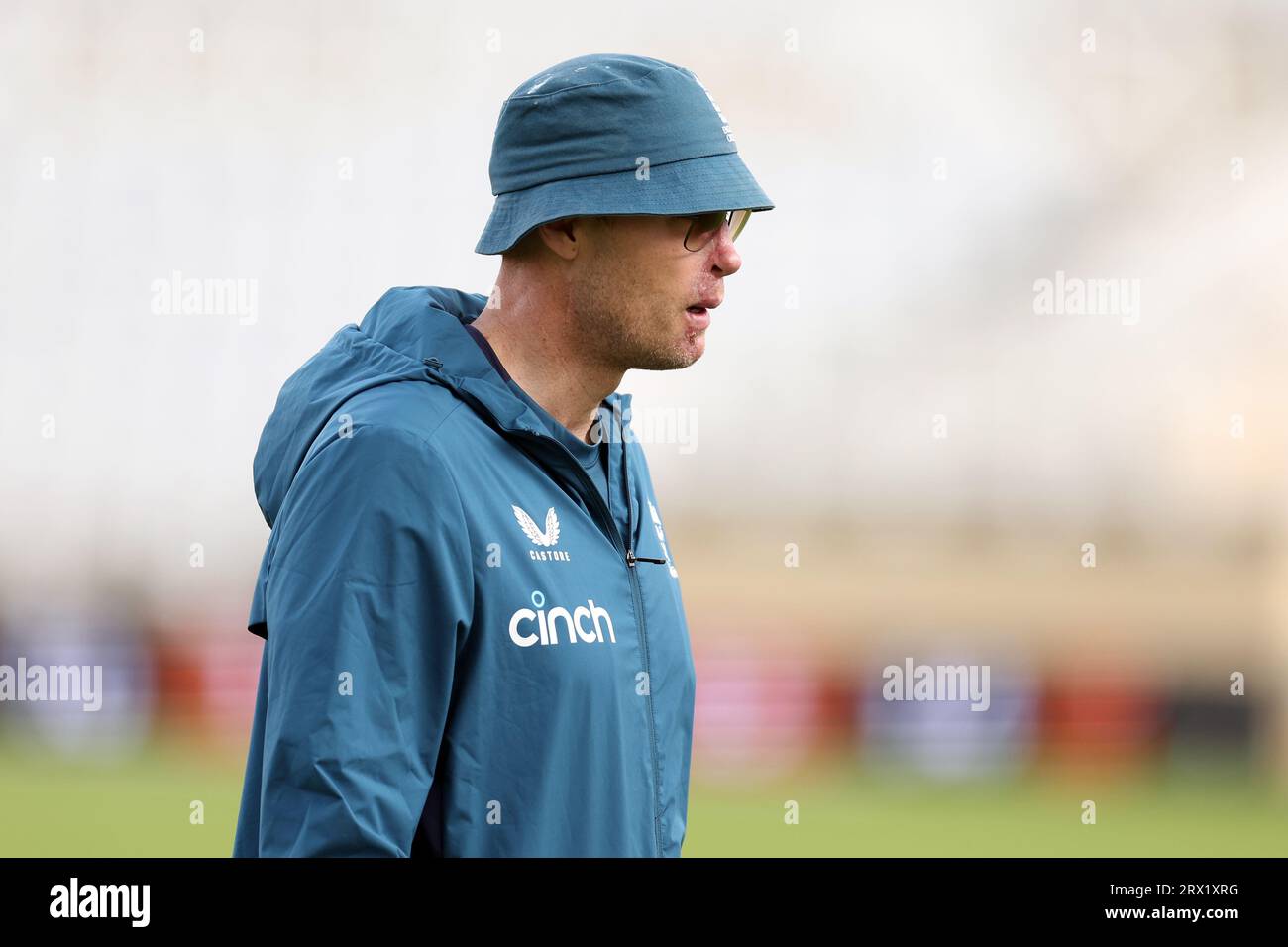 Former England captain Andrew Flintoff (centre) during a nets session ...