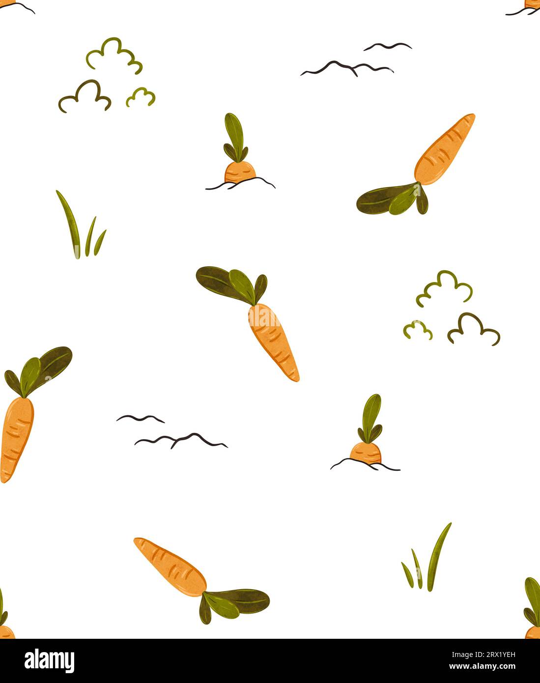 Cute farm carrot seamless pattern. Fresh vegetable for fabric, design ...