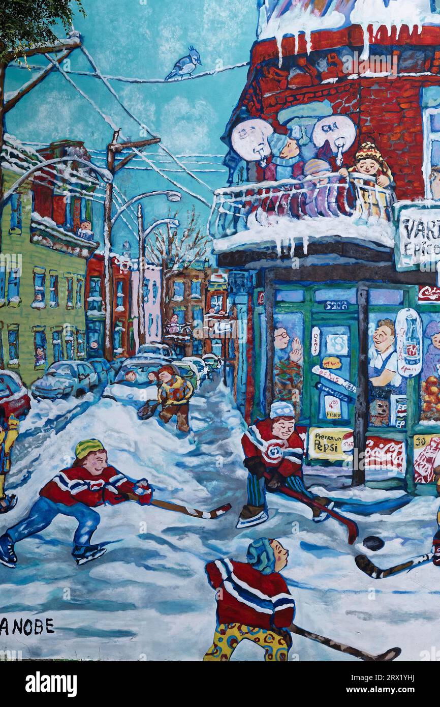 Wall painting, mural, Montreal, Province of Quebec, Canada Stock Photo ...