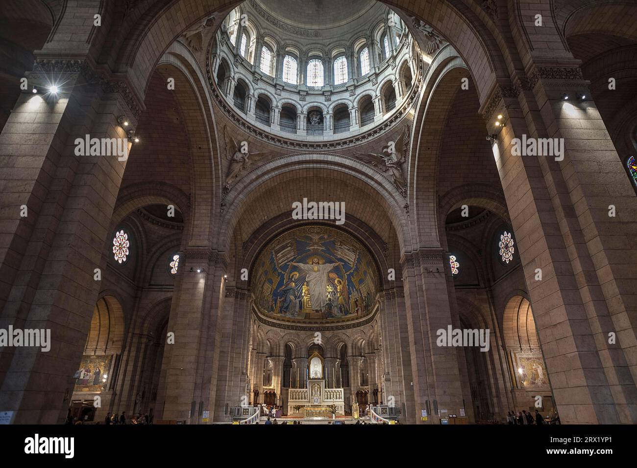 Chancel and dome of the Basilica Sacre-Coeur, church in Motmartre ...