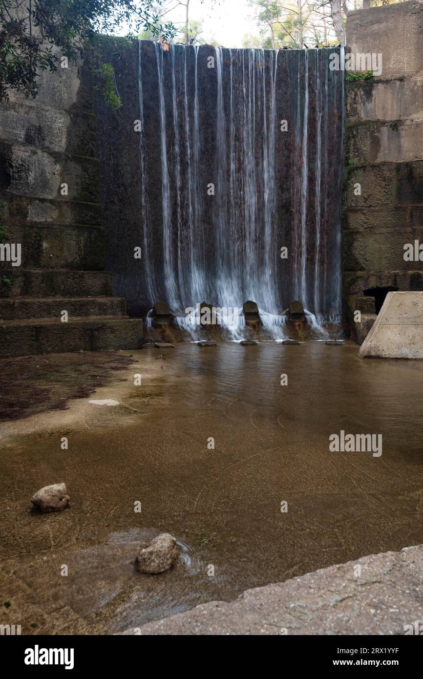 Waterfall at the reservoir, Epta Piges - The Seven Springs, Rhodes ...