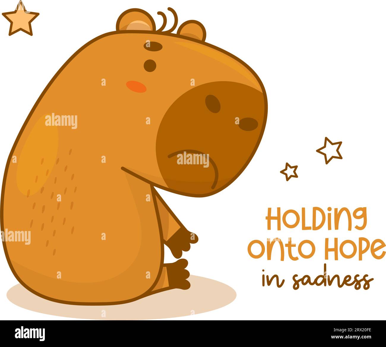 Sad unhappy capybara. Vector illustration. Funny animal character ...