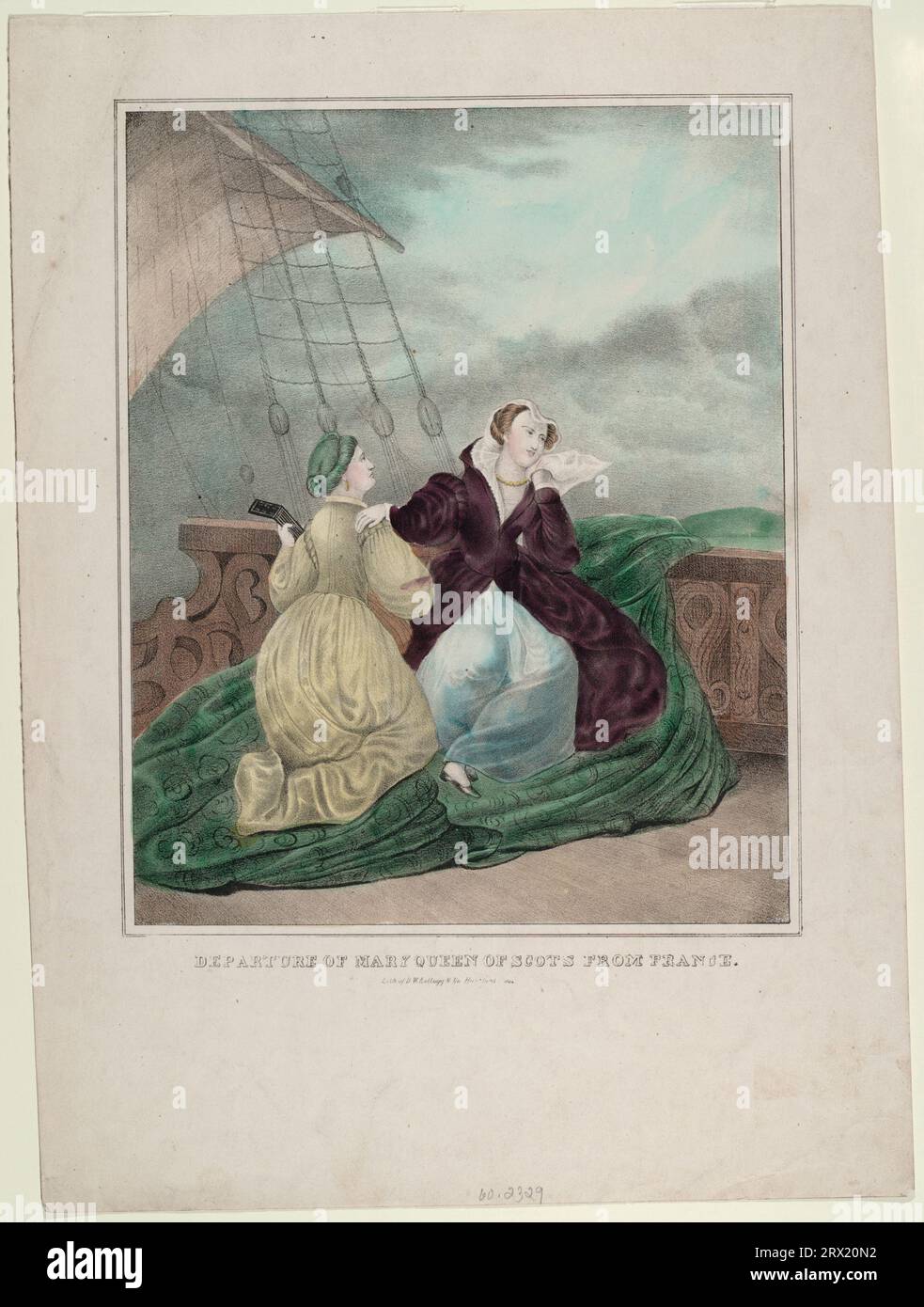 Lithograph, "Departure of Mary Queen of Scots from France". DL*60.2329 ...