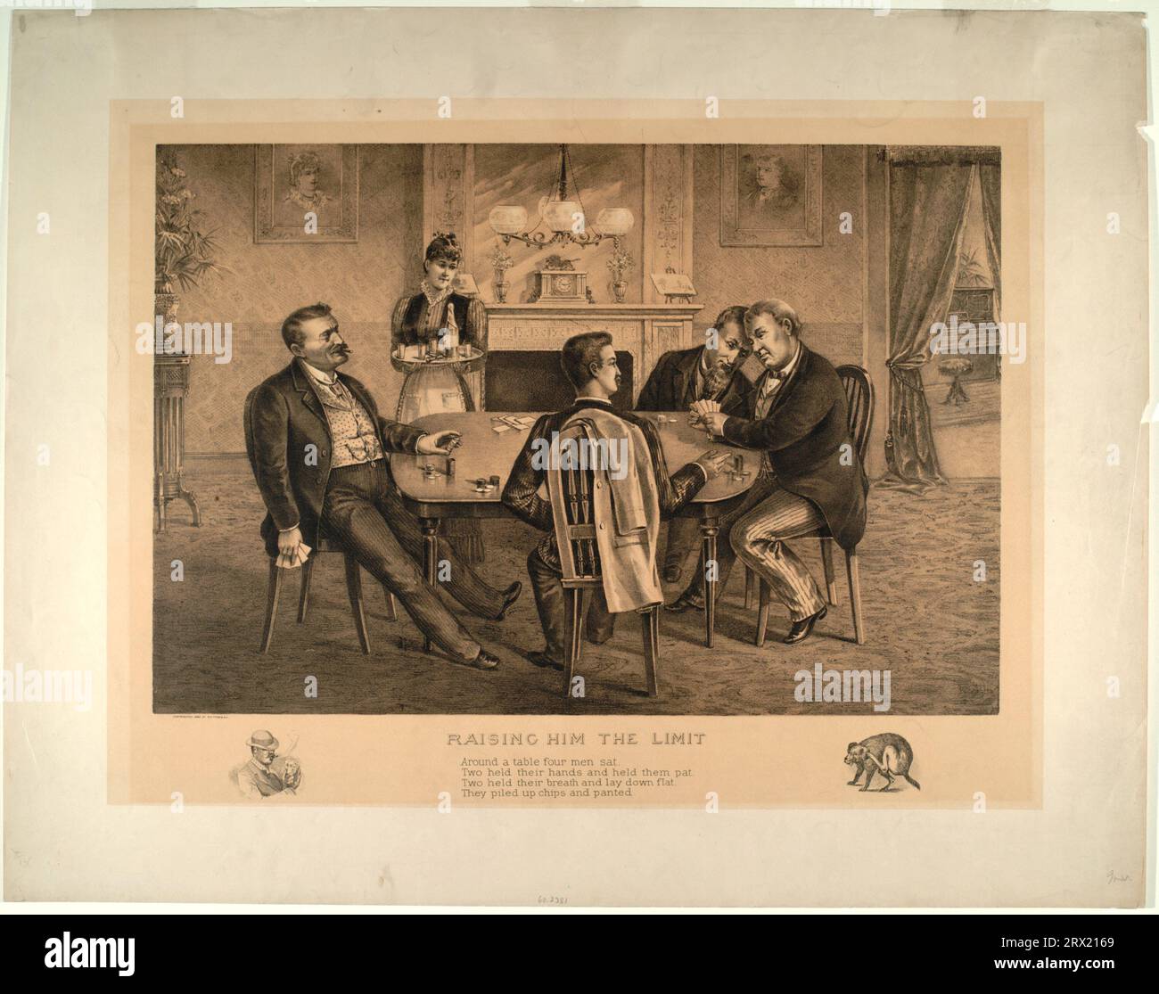 Lithograph, "Raising Him the Limit". DL*60.2381. Peters Prints ...