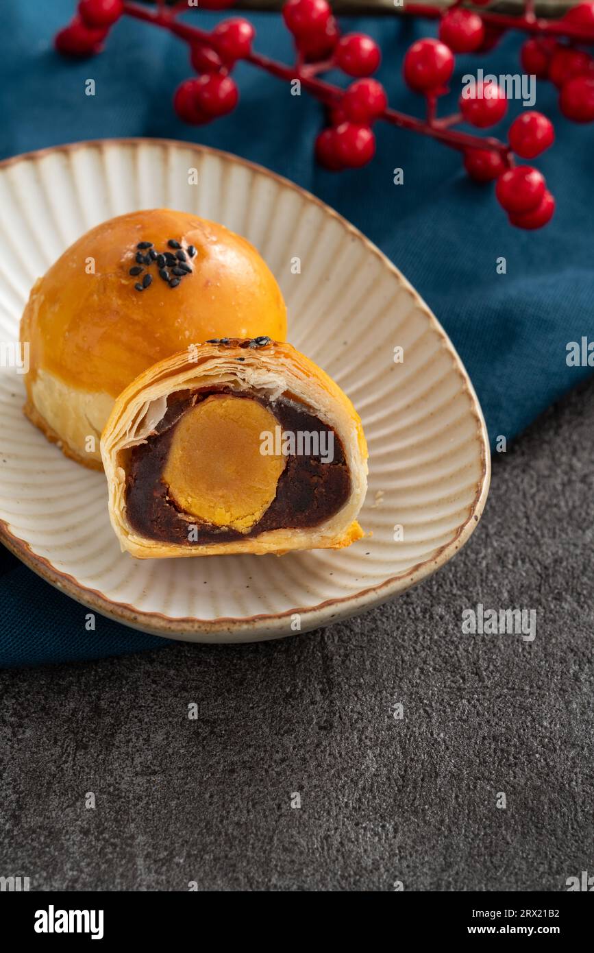 Design concept of Moon cake yolk pastry, mooncake for Mid-Autumn ...
