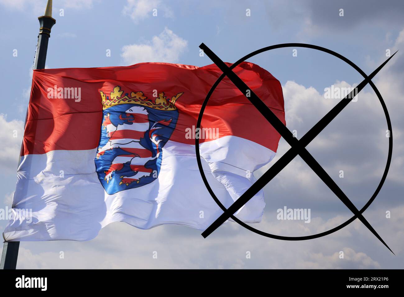 The state flag of Hesse and an election cross. The next state elections ...
