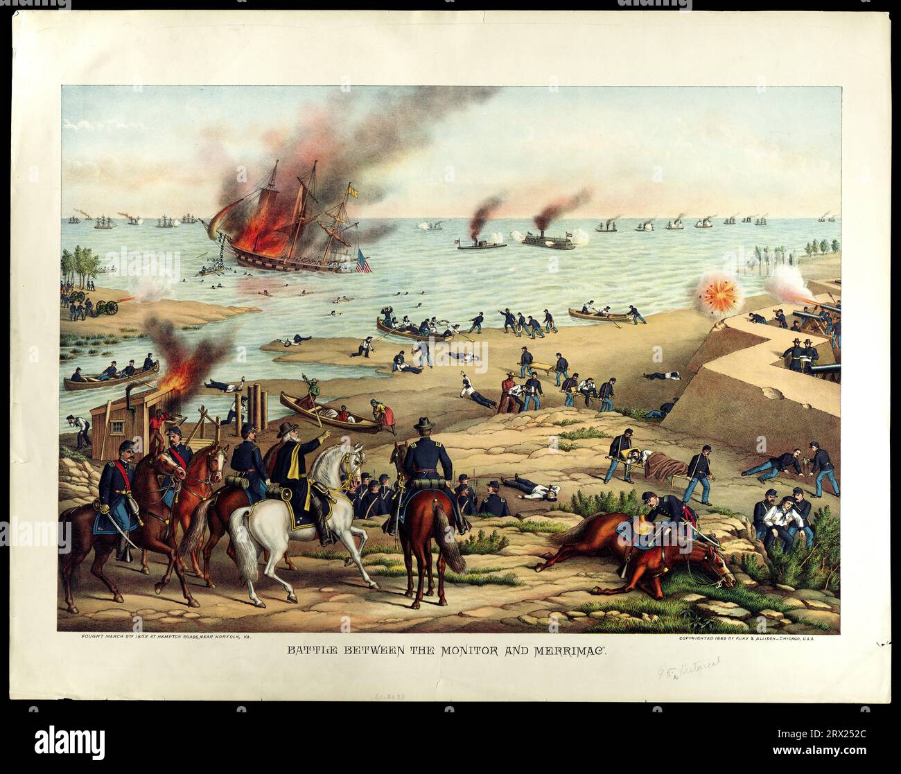 Print. Chromolithograph, "Battle between the Monitor and Merrimac." DL ...