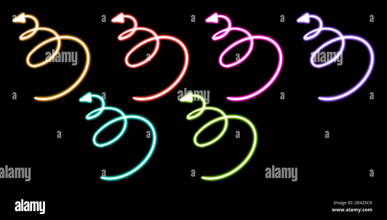 set arrow sign figure. direction glowing desktop icon, neon sticker ...