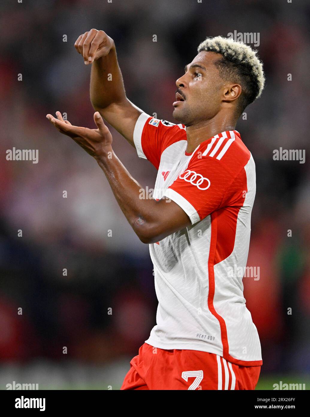 Goal celebration Serge Gnabry FC Bayern Munich FCB (07) gesture gesture ...