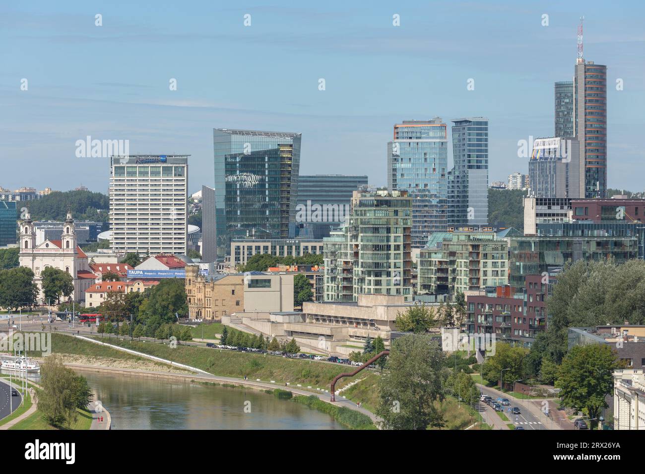 Vilnius, Lithuania AUGUST 13, 2023. Aerial view of modern business part ...