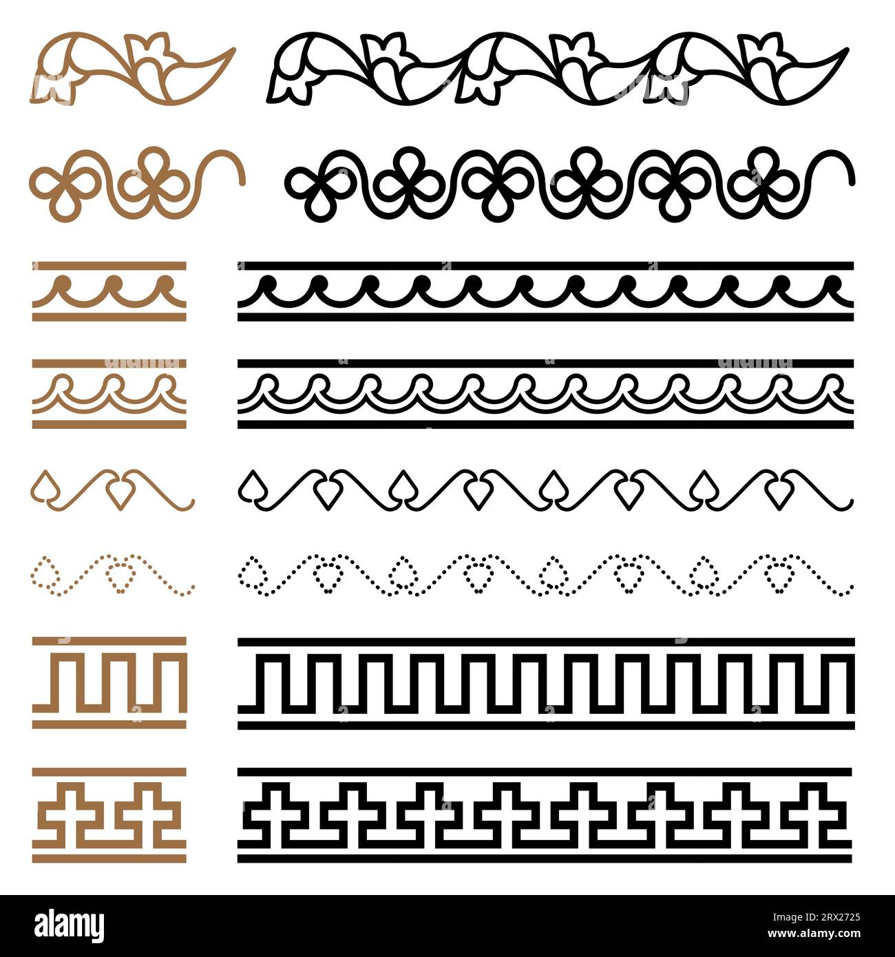 Ancient Greek borders vector set. Collection from Greece of geometric ...