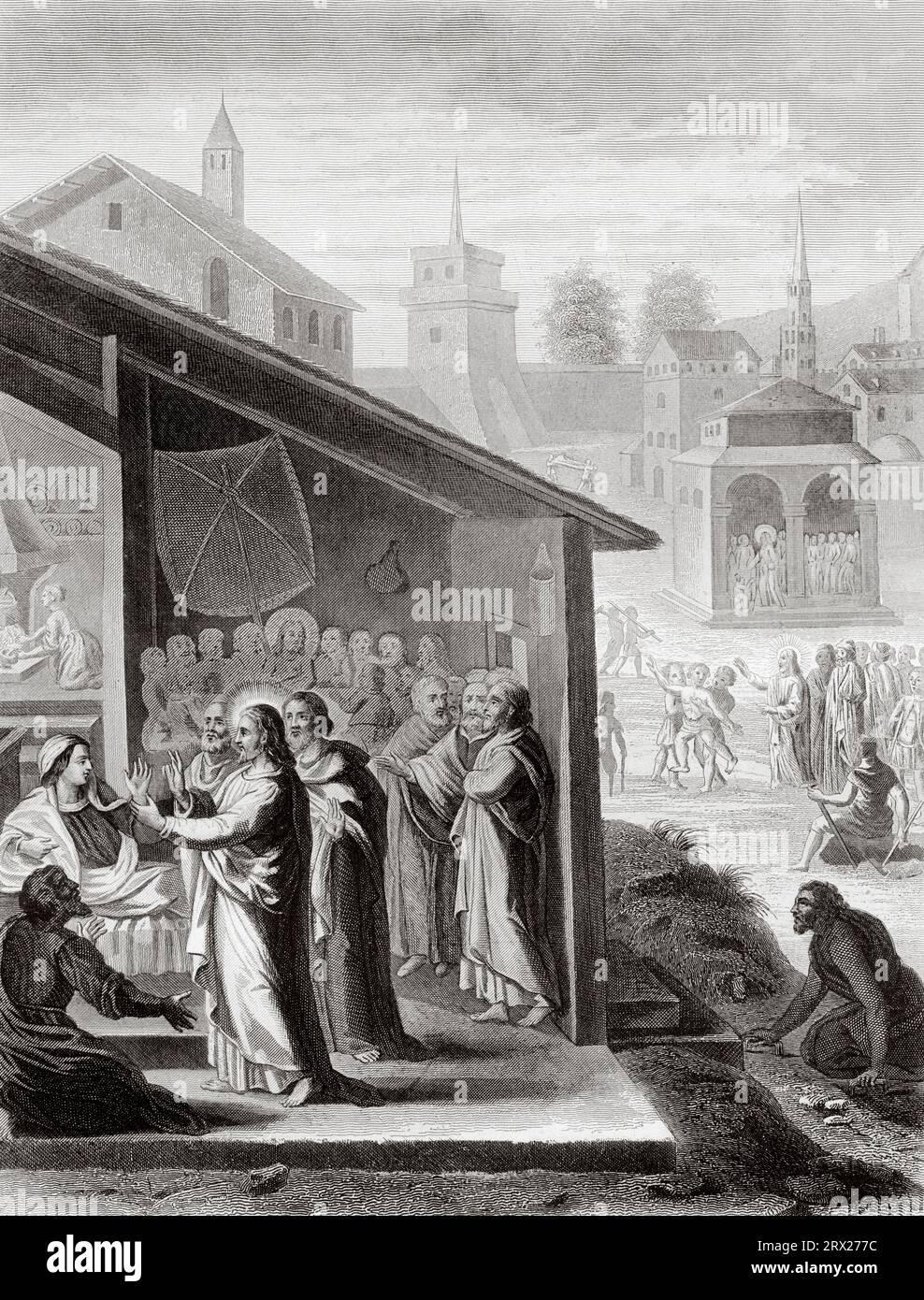 Jesus heals Saint Peter's mother-in-law. Illustration for The life of ...