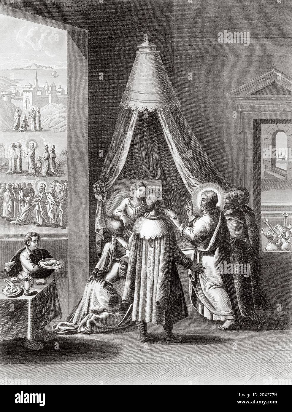 Jesus raised Jairus' daughter from the dead. Illustration for The life ...