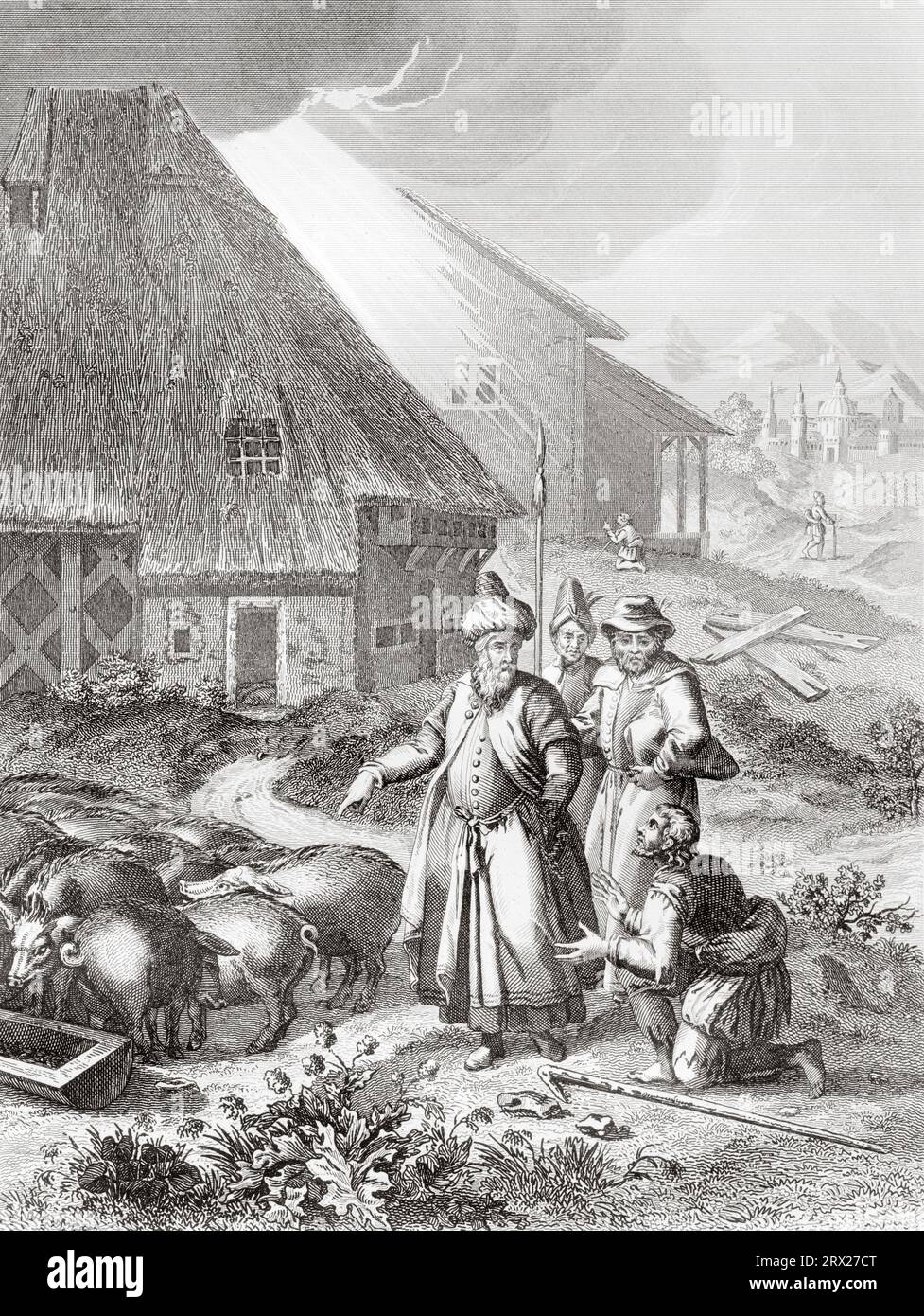 The Parable of the Lost Son. The prodigal son reduced to herding pigs ...