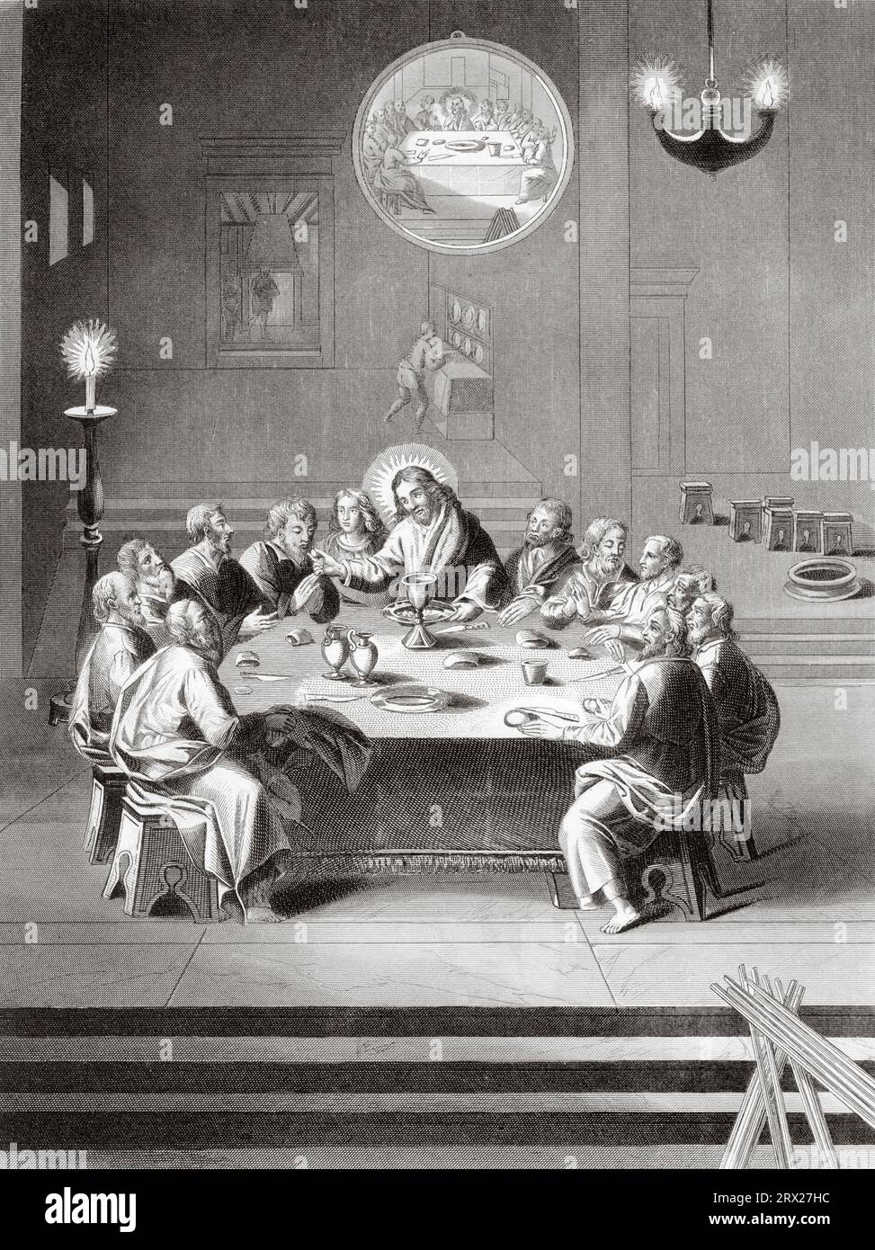 The Last Supper, institution of the Holy Eucharist. Illustration for ...