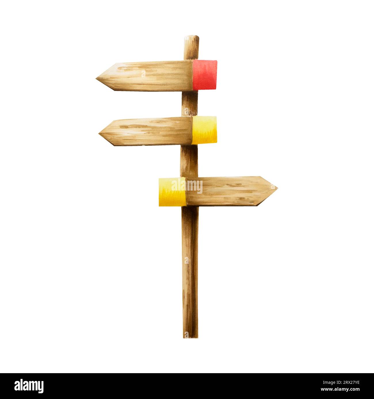 Watercolor watercolor wooden sign illlustration. Direction indicators ...