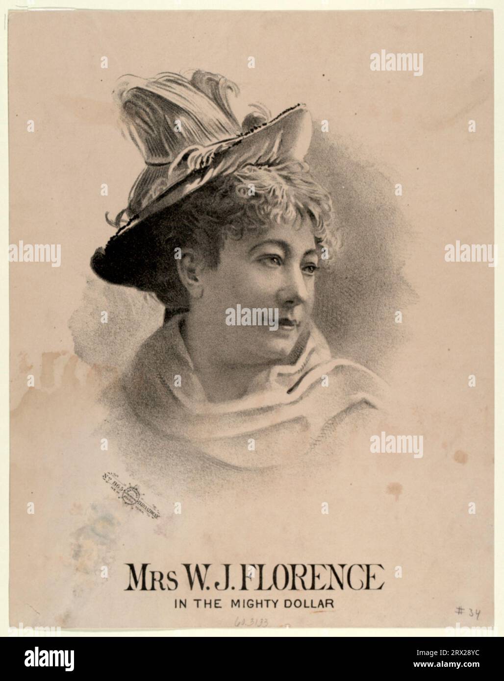 Lithograph, "Mrs W.J. Florence in the Mighty Dollar". DL*60.3133 ...