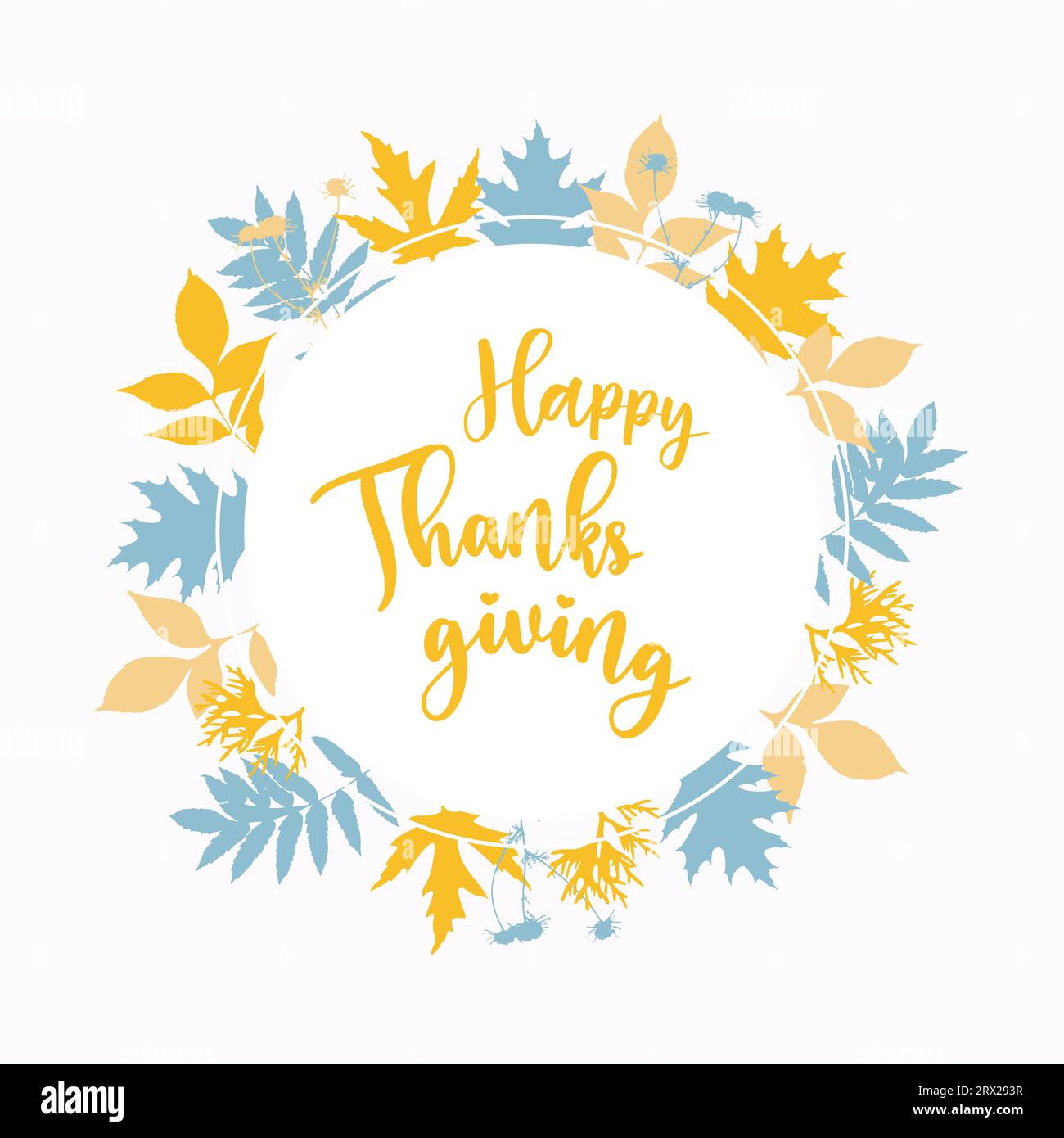 Happy thanksgiving circle background with falling autumn leaves pastel ...