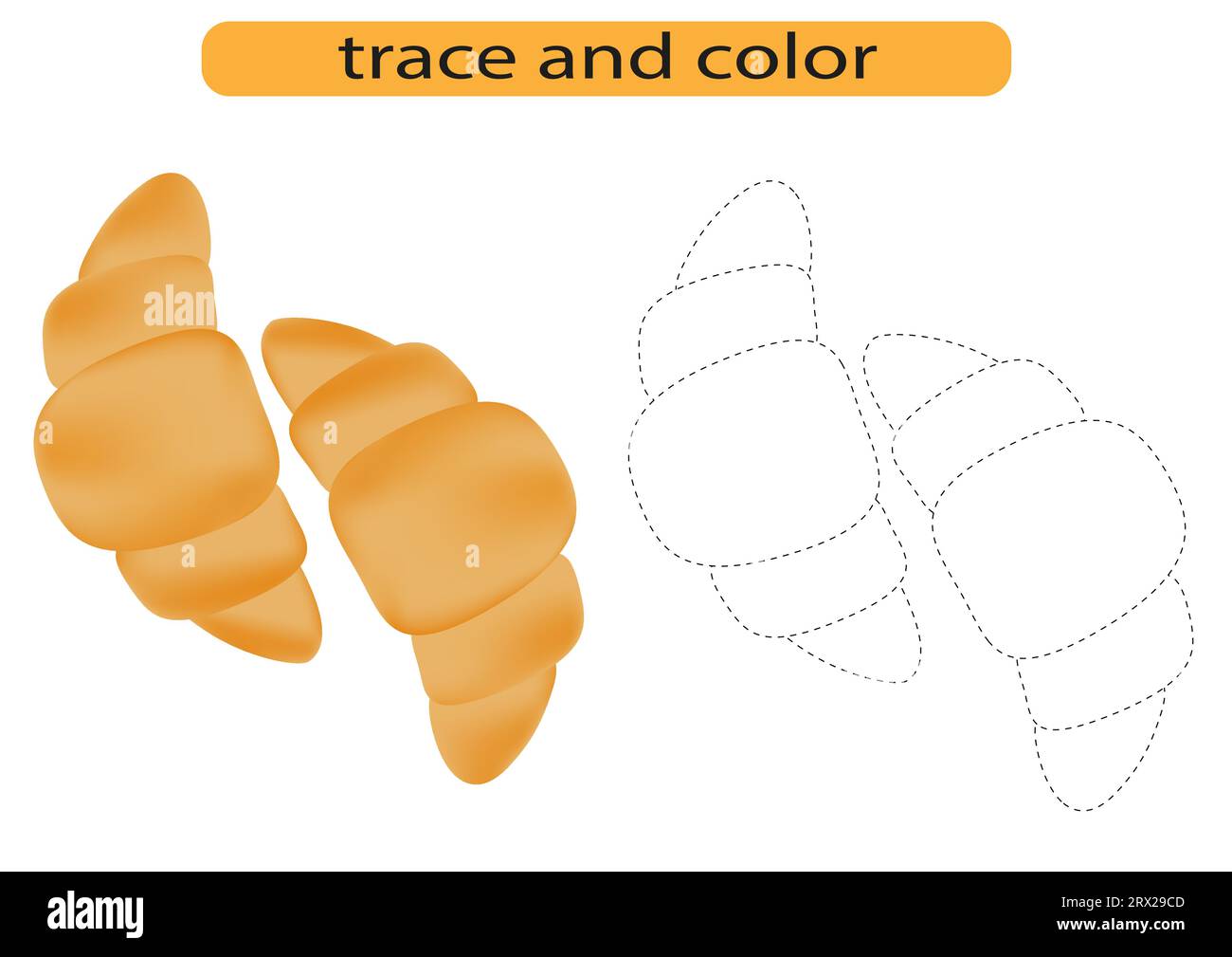 Tracing lines for children development, bright croissant French pastry ...