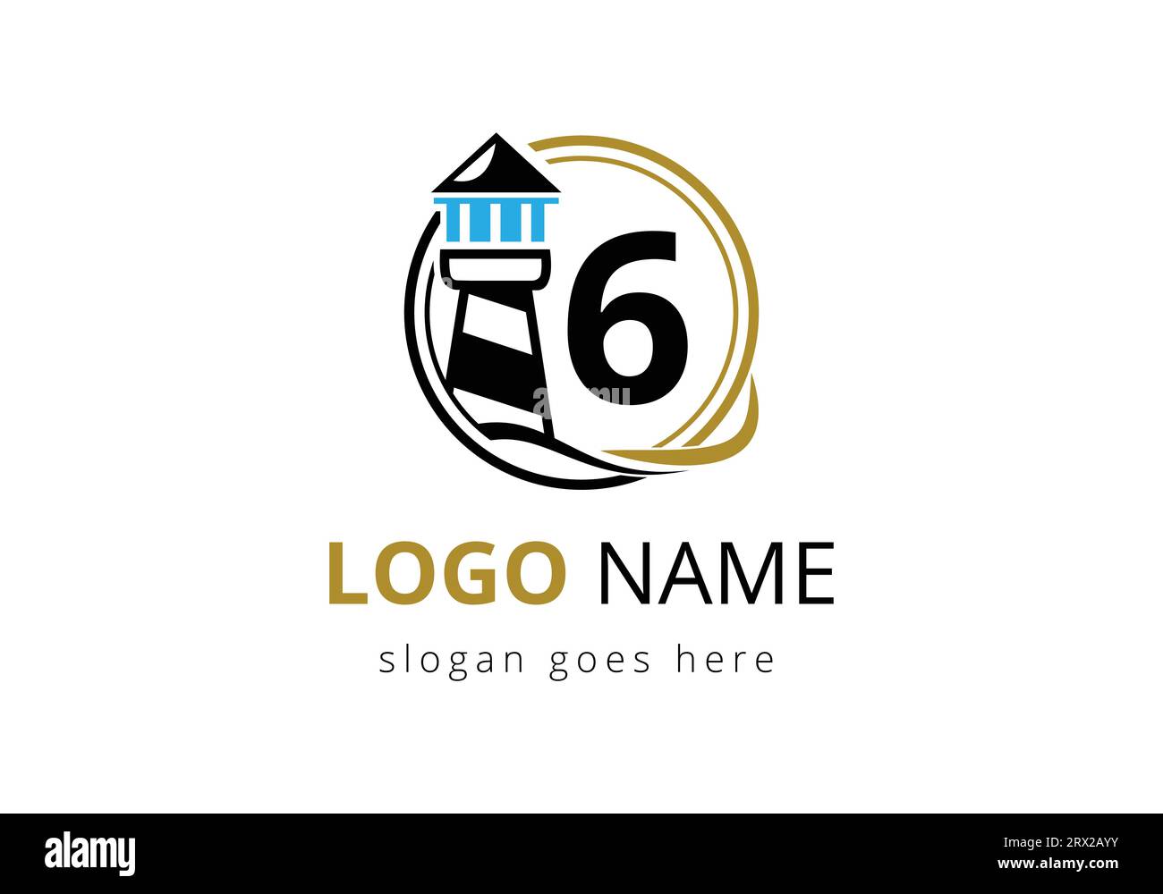 Letter 6 Lighthouse Logo Design Vector Template. Modern vector ...