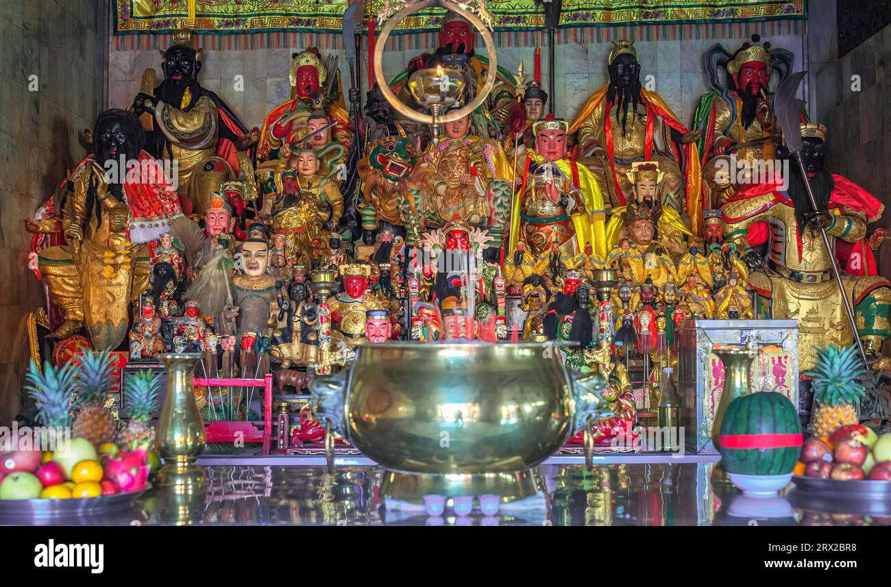 Figurines of deities in chinese Jui Tui temple in Phuket, Thailand ...