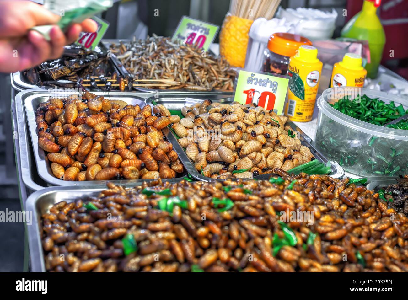 Phuket, Thailand - 21 February 2018: Thai food deep fried spicy silk ...