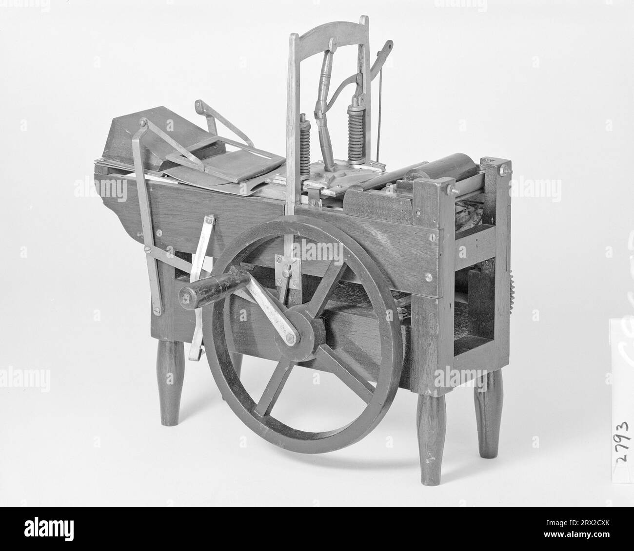 Patent model. Flatbed printing press, Northrup, patent no. 2793, from 4 ...