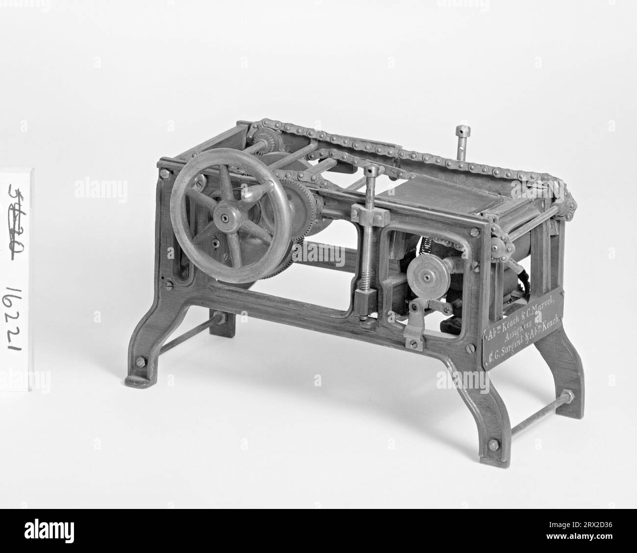 Patent model. Bed-and-platen press, Sargent and Keach, patent no. 16221 ...