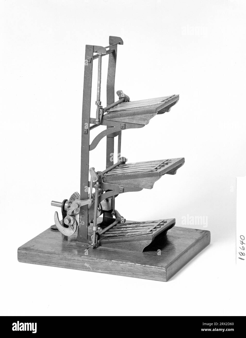 Patent model. Sheet-delivery fly frames of printing presses, Hoe, 1857 ...