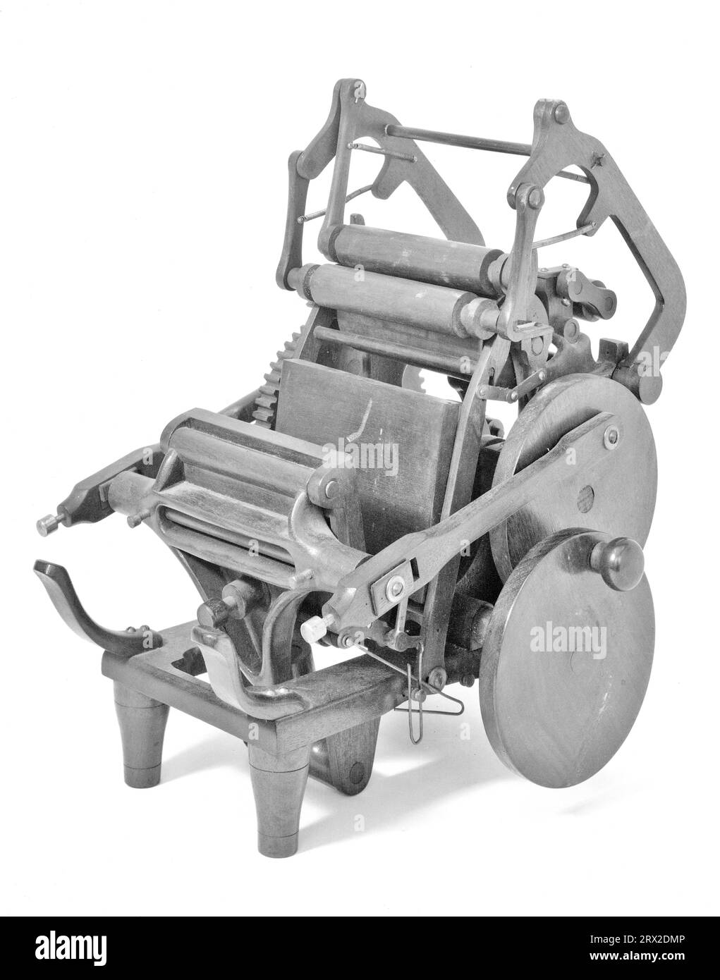 Patent model. Platen printing press, Leavitt, patent no. 117088, from 4 ...