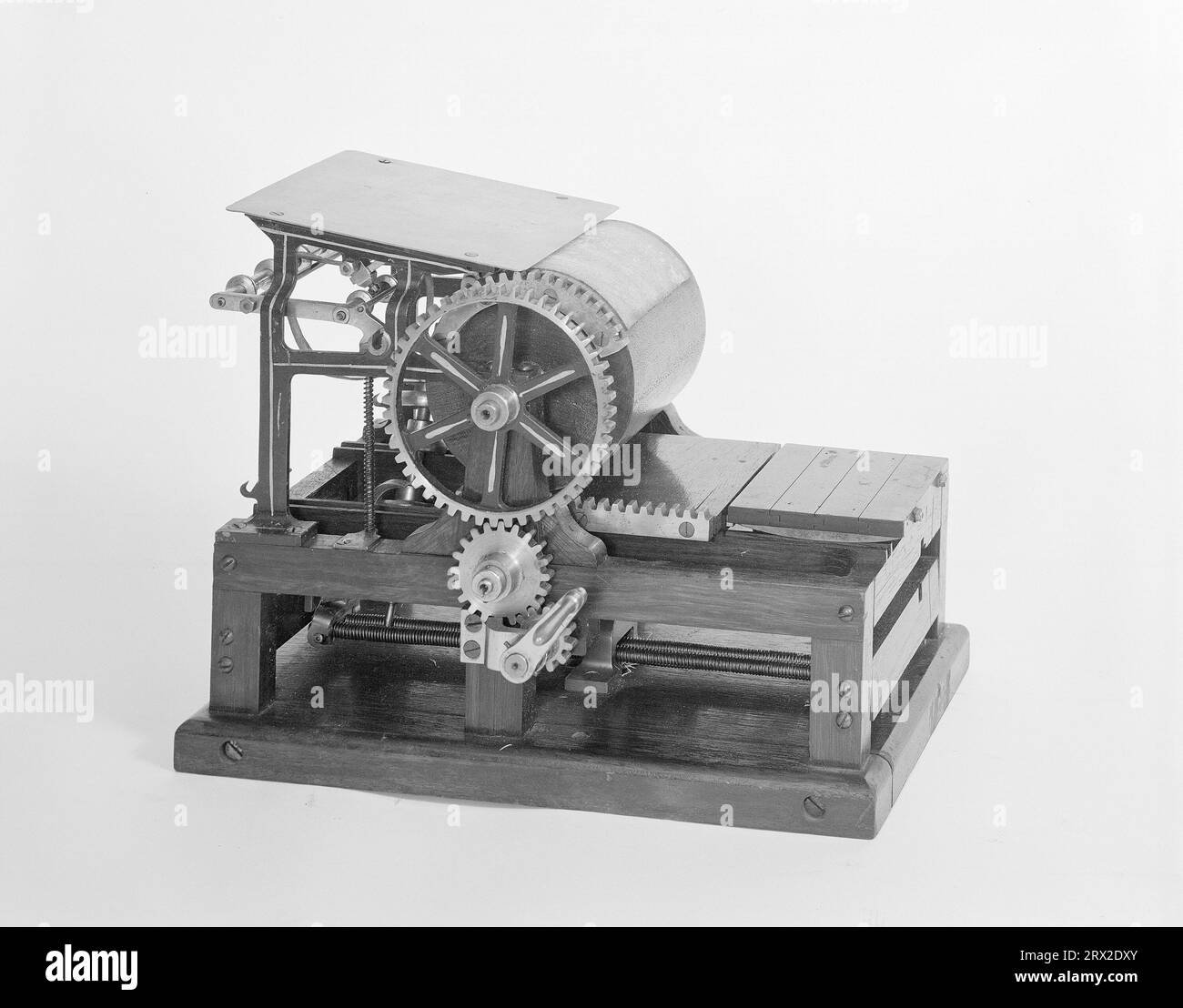 Patent model. Flatbed cylinder printing press, Hoe and Tucker, patent ...