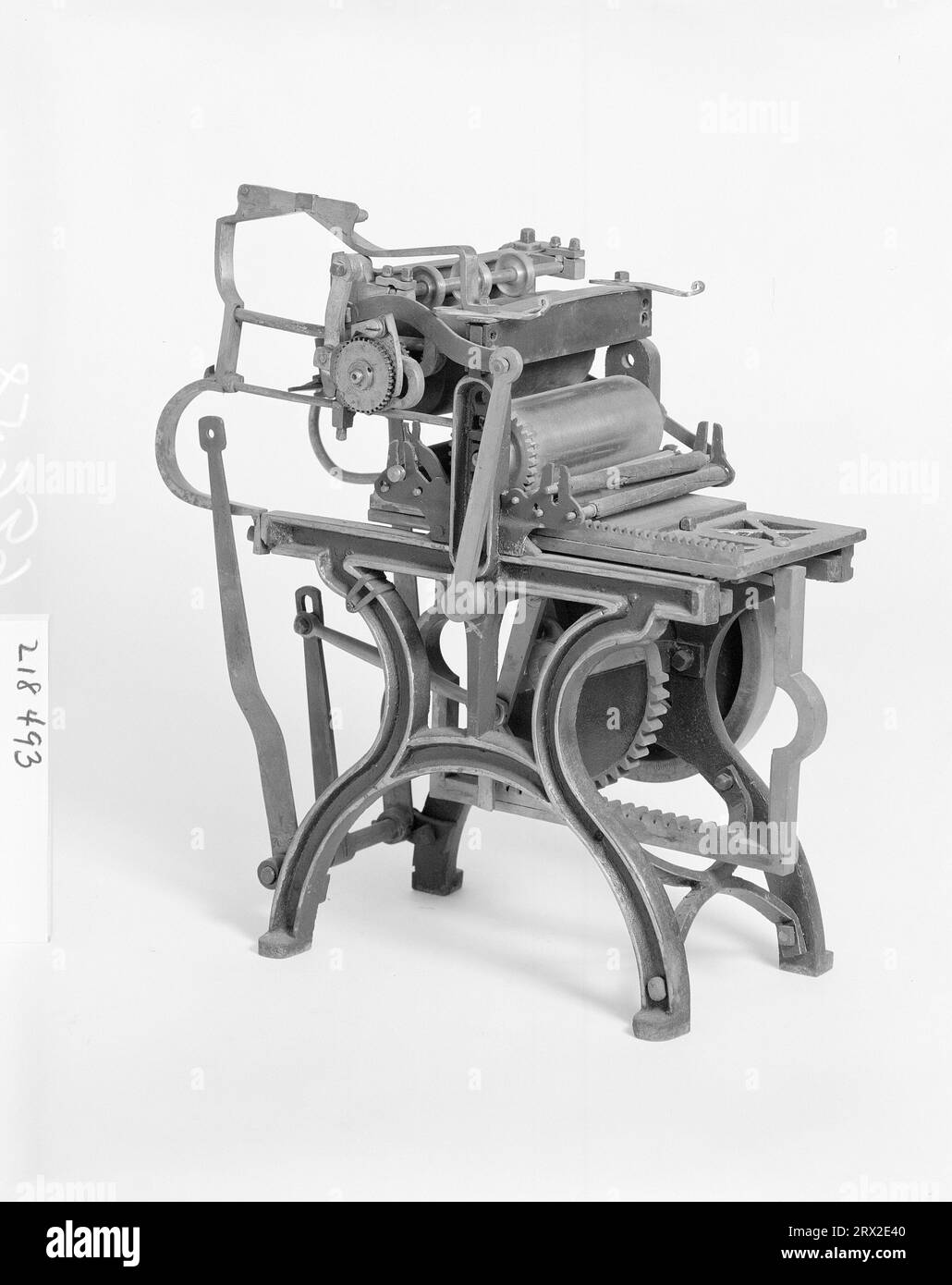 Patent model. Flatbed cylinder printing press, Cox, patent no. 218493 ...