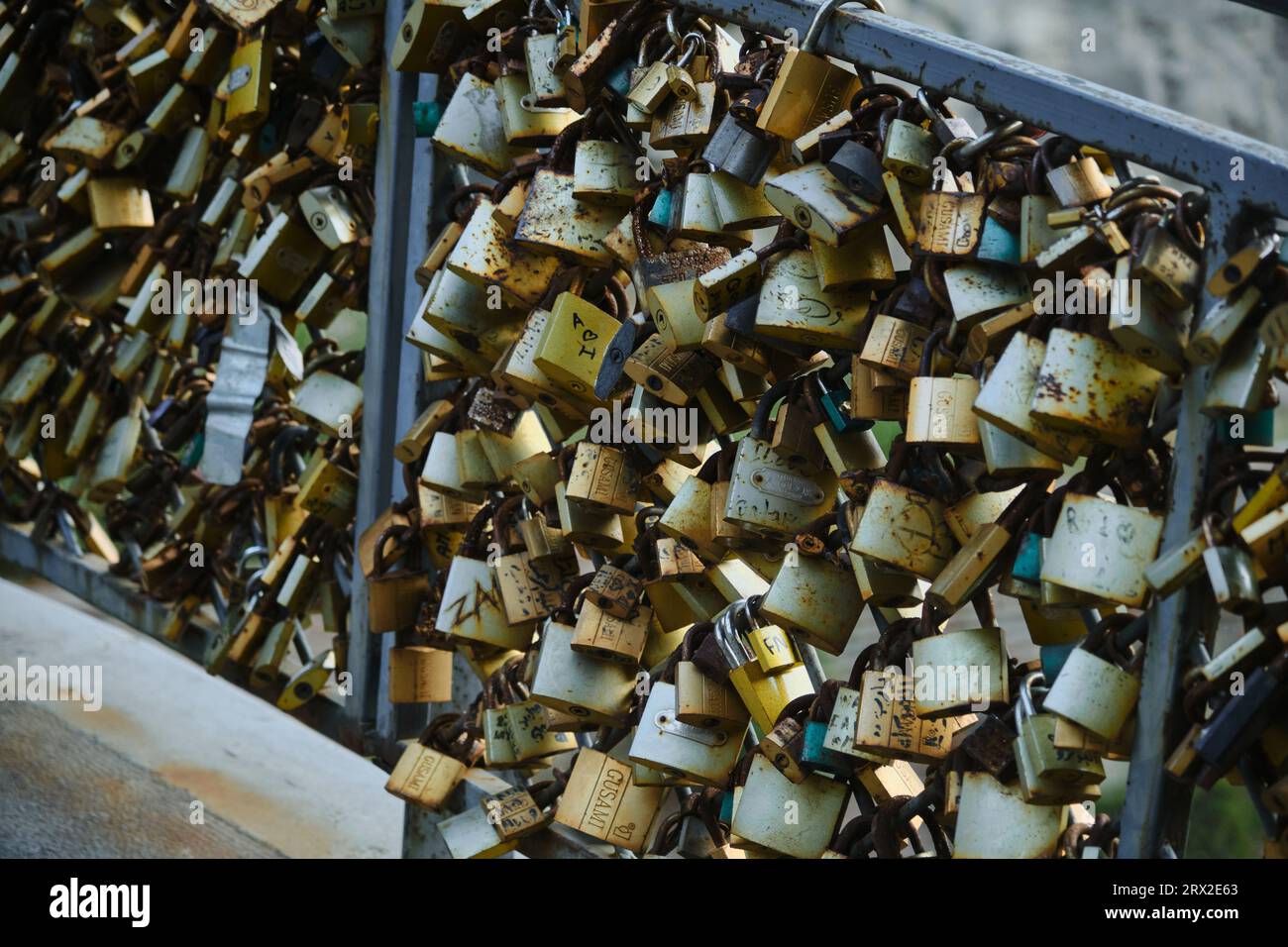 Georgia, Tbilisi - 01.09.2023. The pedestrian bridge in the old town is ...