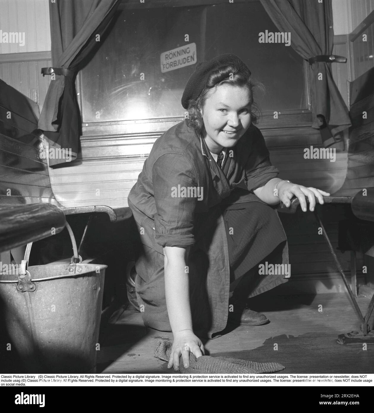 Cleaner in the 1940s. A young woman works as a cleaner at the Swedish ...