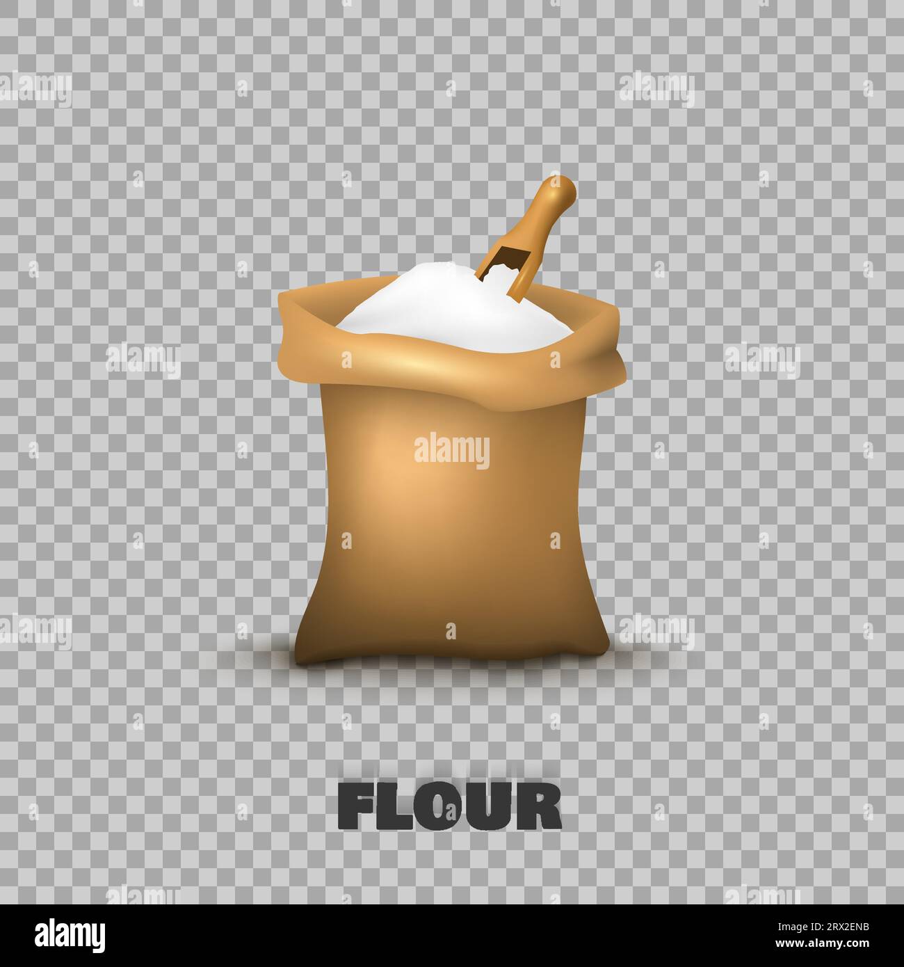 A bag isolated of flour with a shovel on a transparent background ...