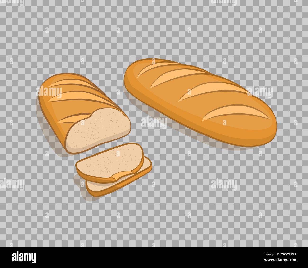 White bread isolated, sliced on a transparent background. Vector ...