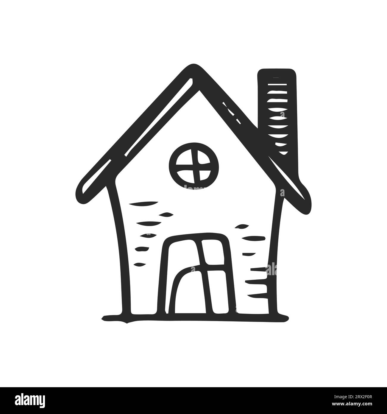 House doodle illustration, hand drawn cute home. Simple icon on white ...