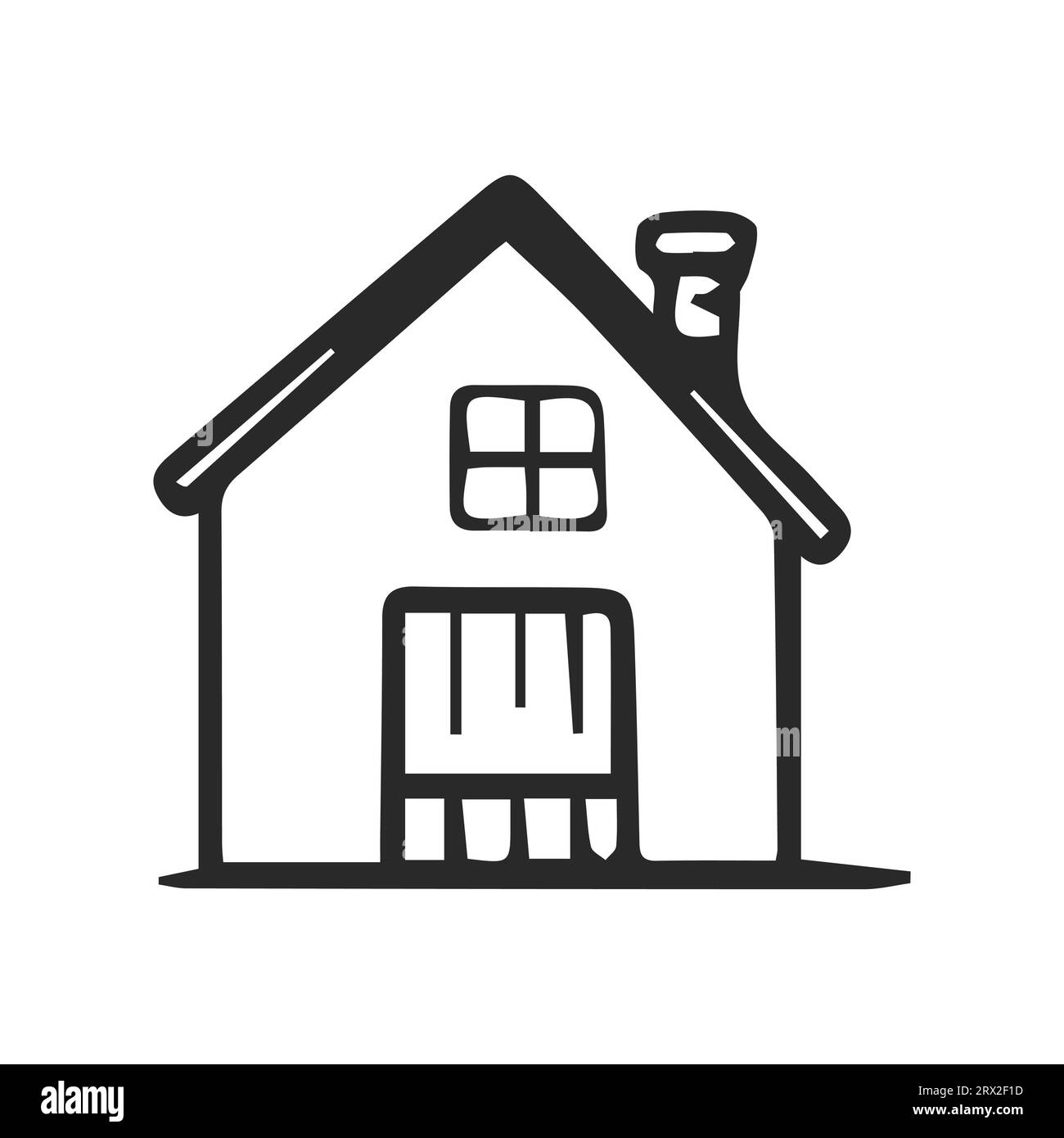 House doodle illustration, hand drawn cute home. Simple icon on white ...