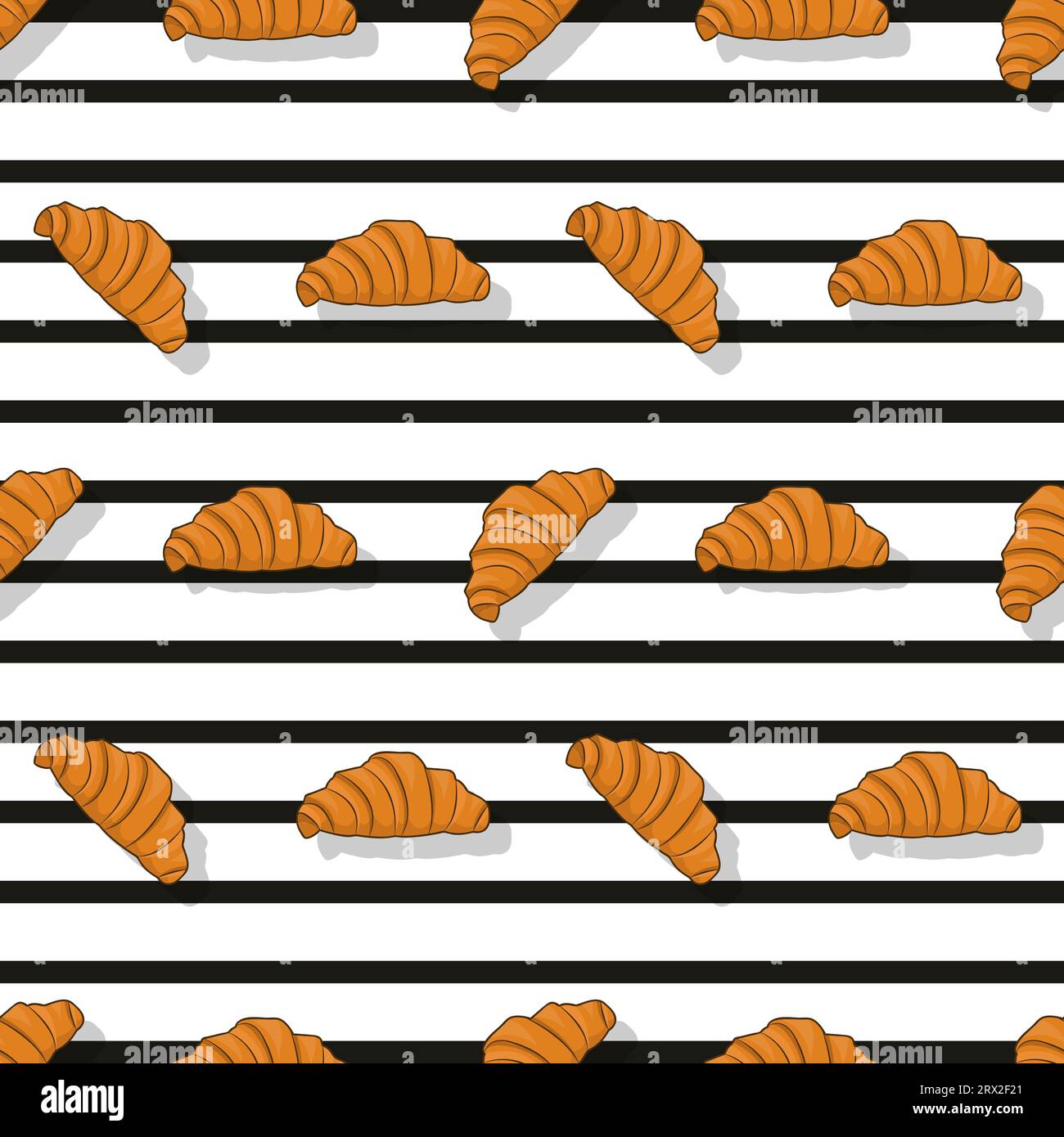Croissant, pastry bakery product, a delicious dessert, seamless pattern ...