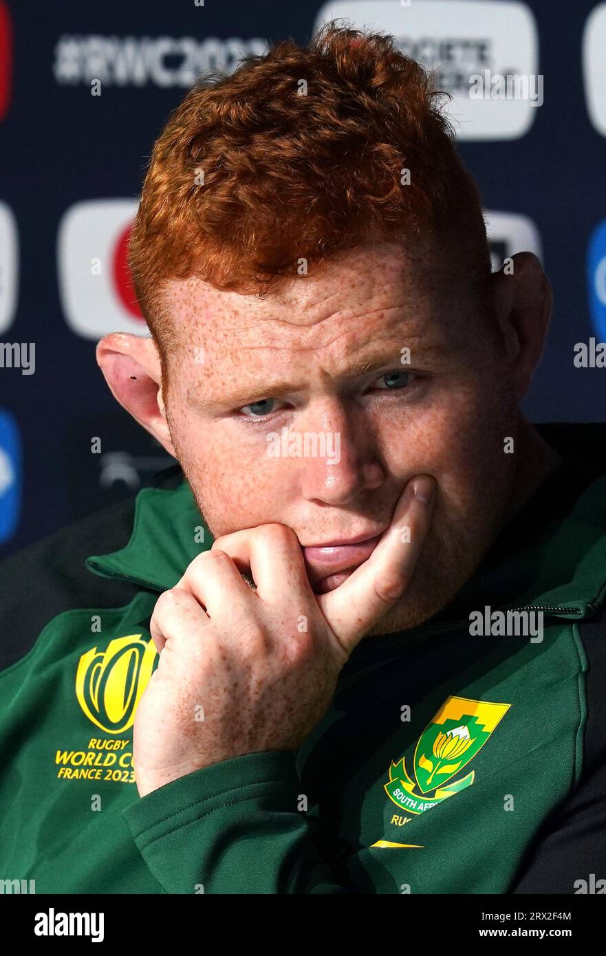 South Africa's Steven Kitshoff during the press conference at the Stade ...