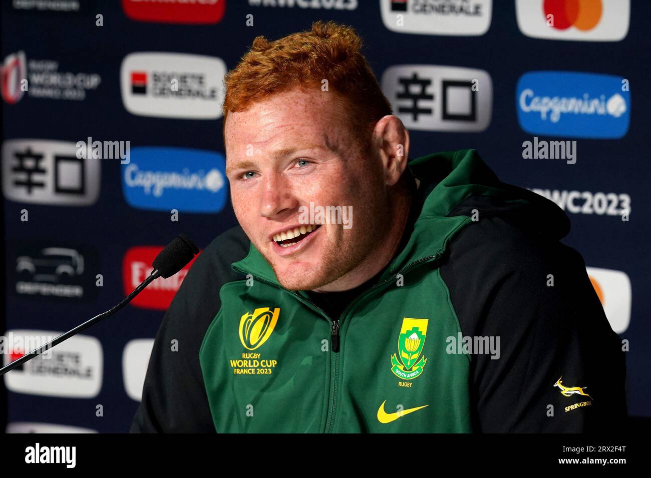South Africa's Steven Kitshoff during the press conference at the Stade ...