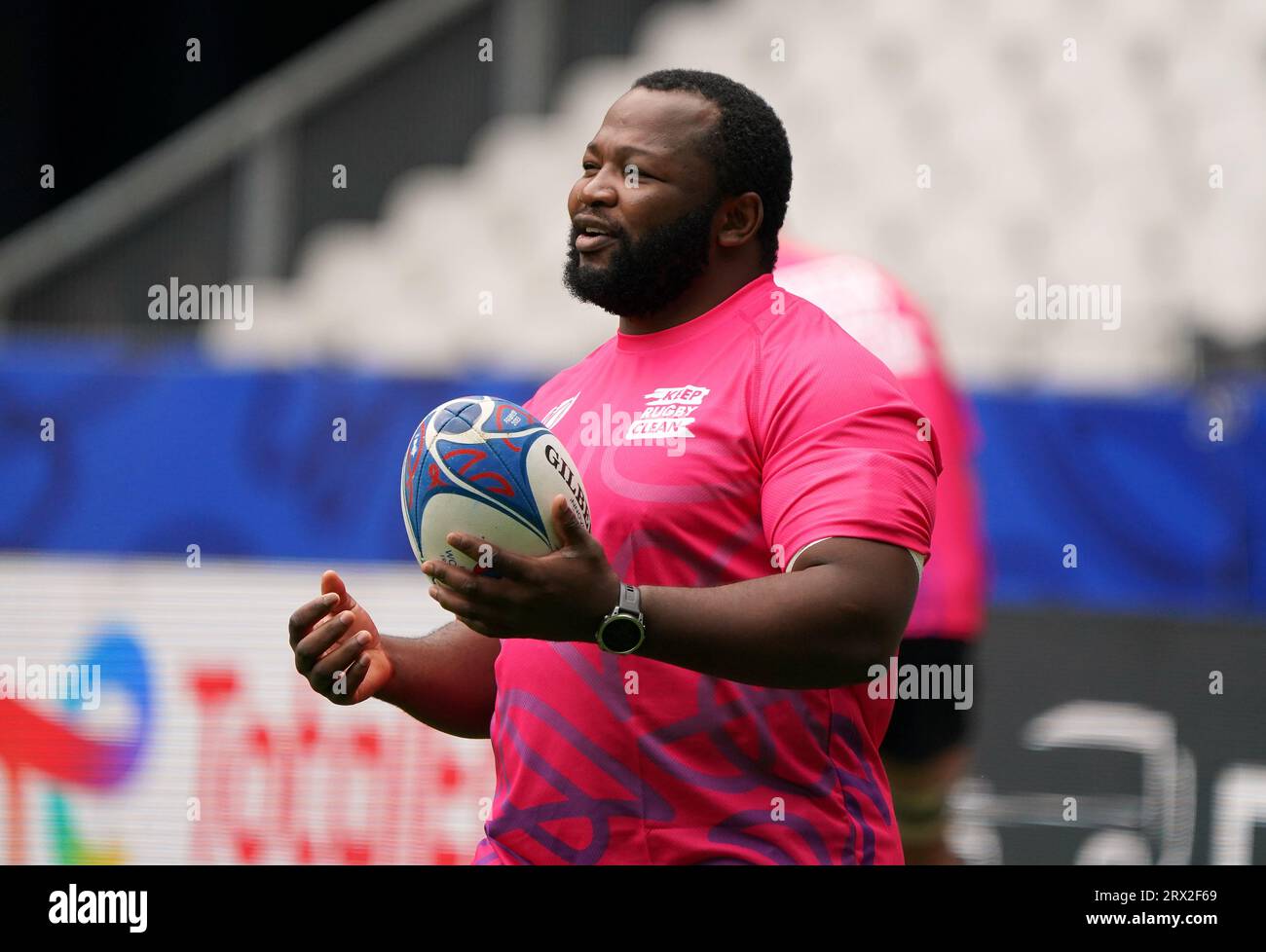 South Africa's Ox Nche during the Captain's Run at the Stade de France ...