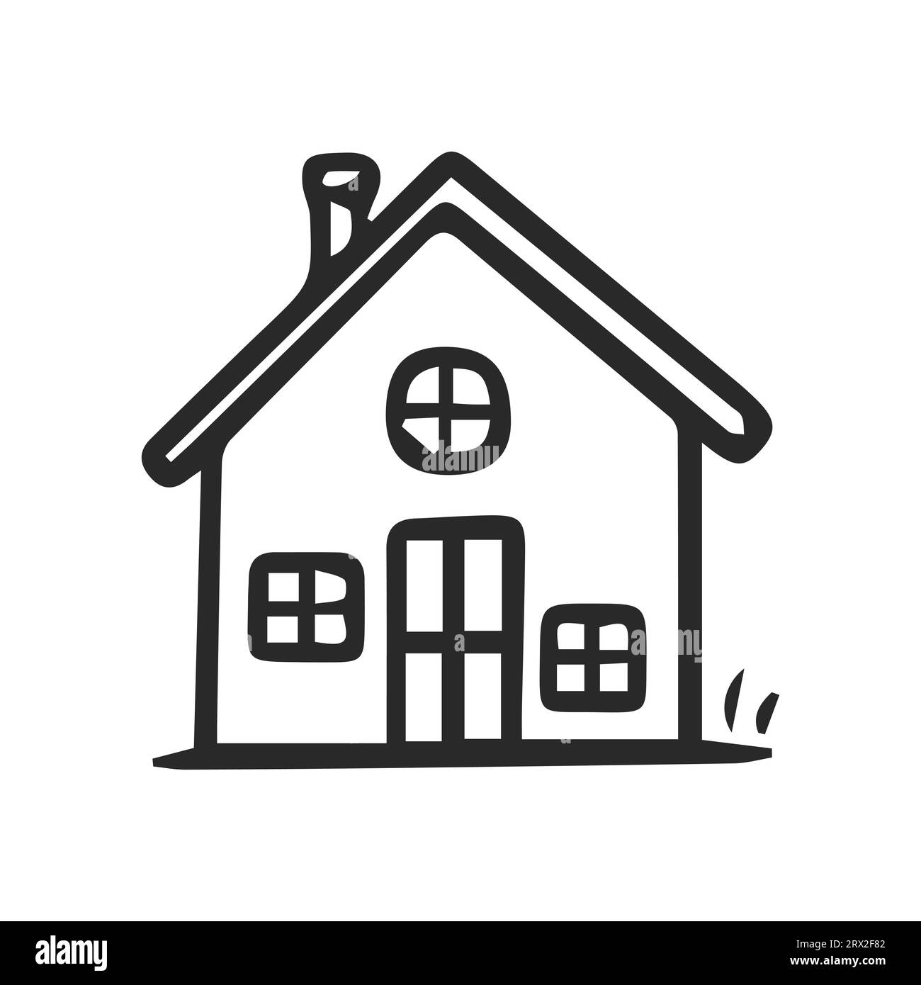 House doodle illustration, hand drawn cute home. Simple icon on white ...