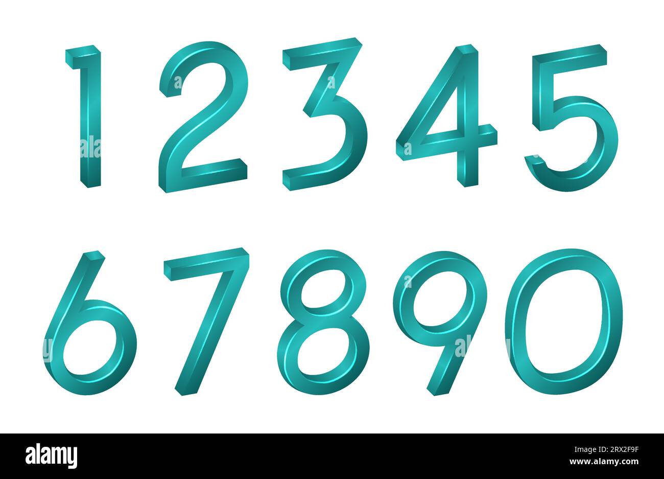 Number Collection isometric mathematical figures, symbols, icons font ...